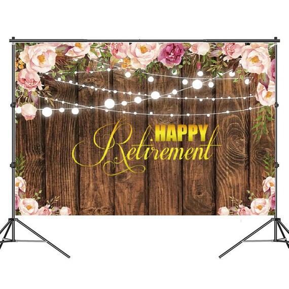 Wood Wall Floral Happy Retirement Photography Backdrops Pink - Etsy