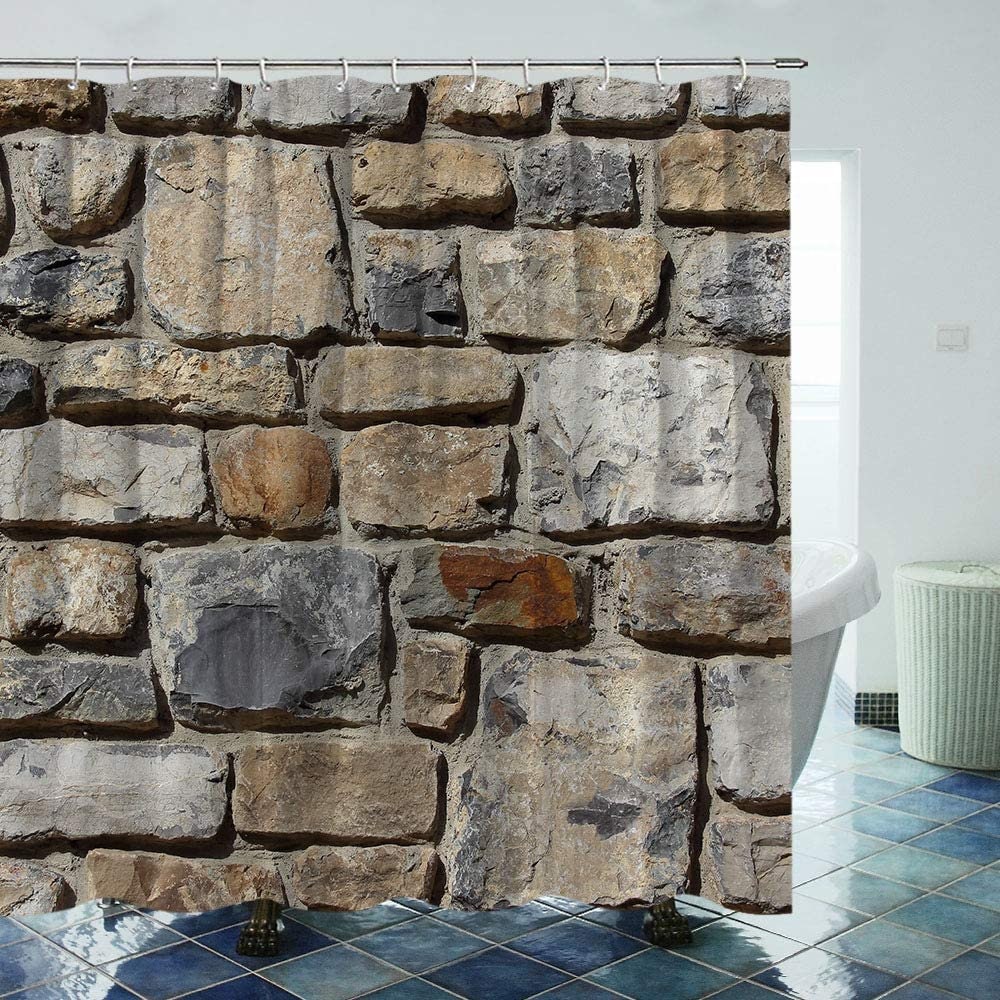 Stone Brick Wall Shower Curtain Rustic Marble Rocks Stone - Etsy