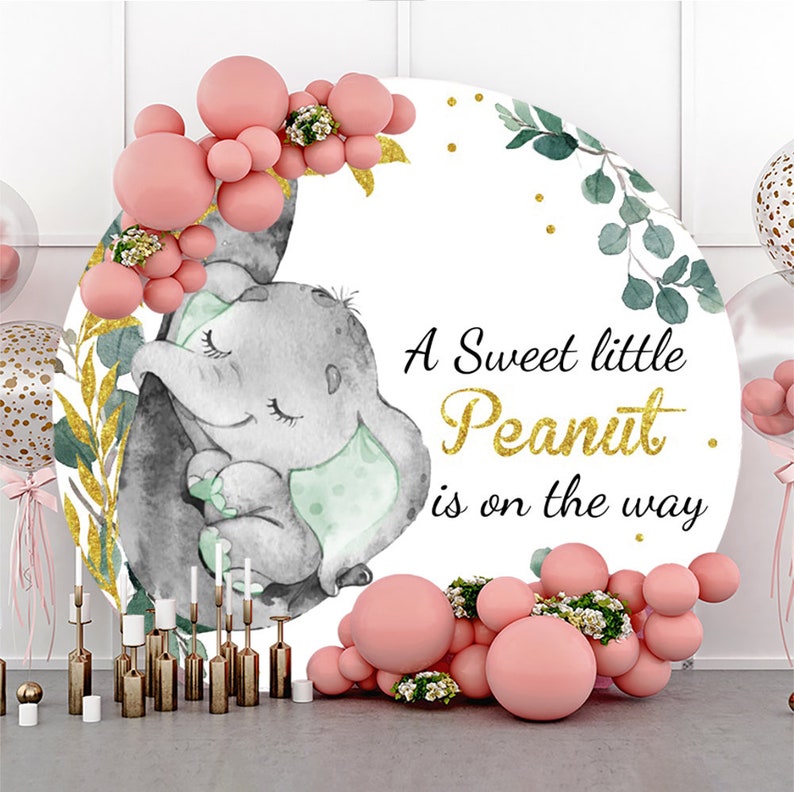 Cute Elephant Round Backdrop A Sweet Little Peanut is on the - Etsy