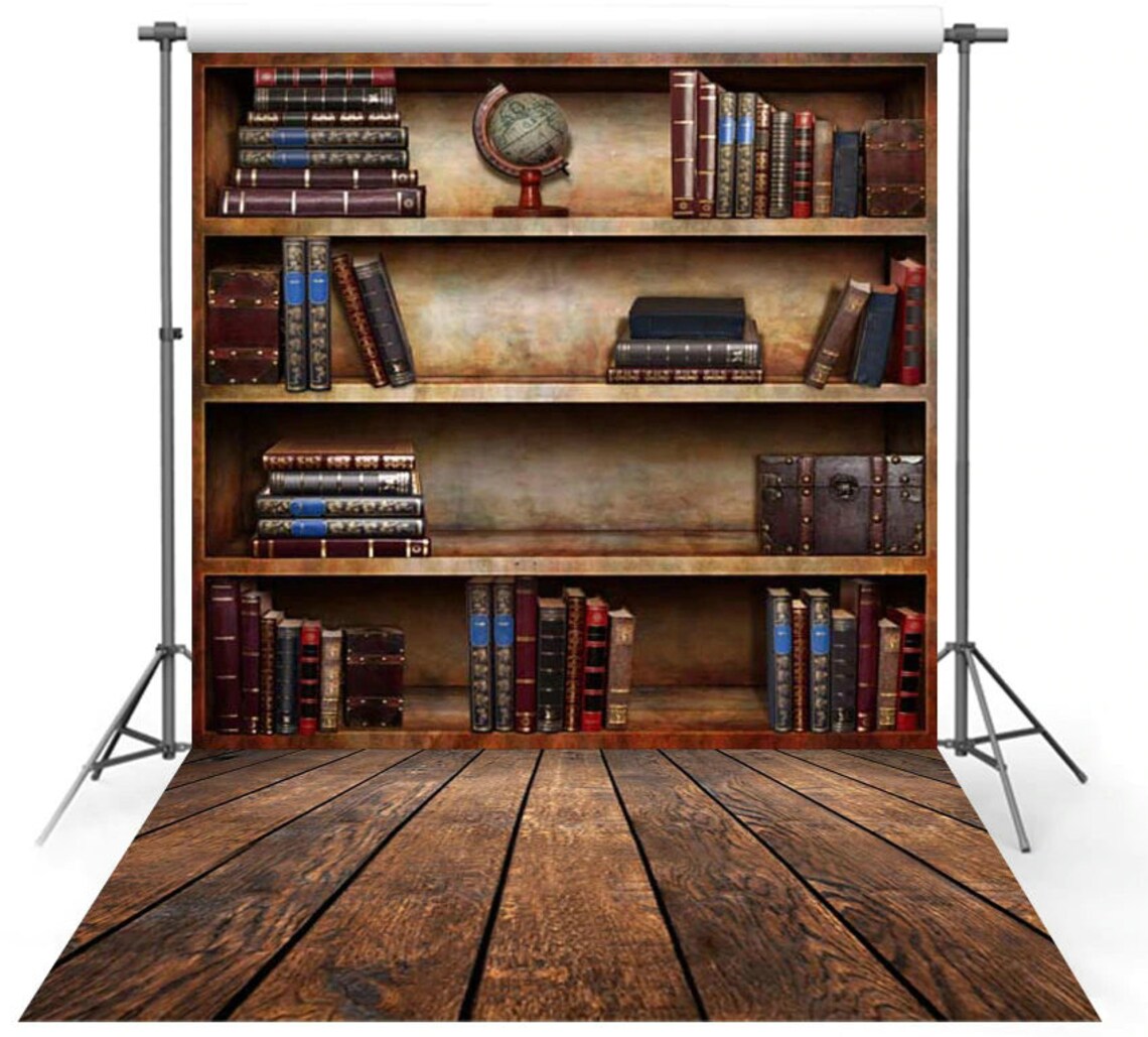 Bookshelf Bookcase Photography Backdrops Various Book | Etsy