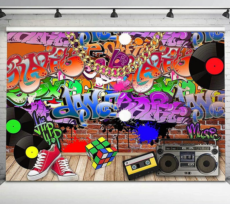 Graffiti 90s Hip Hop Backdrop Music 90s Backdrop Disco Retro | Etsy