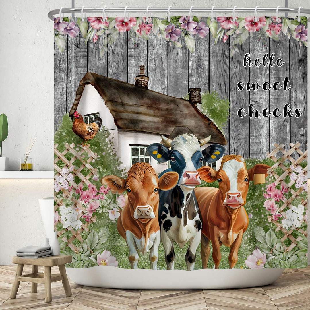 Farmhouse Highland Cow Pig Goat Funny Animals Rustic for Bathroom Decor ...