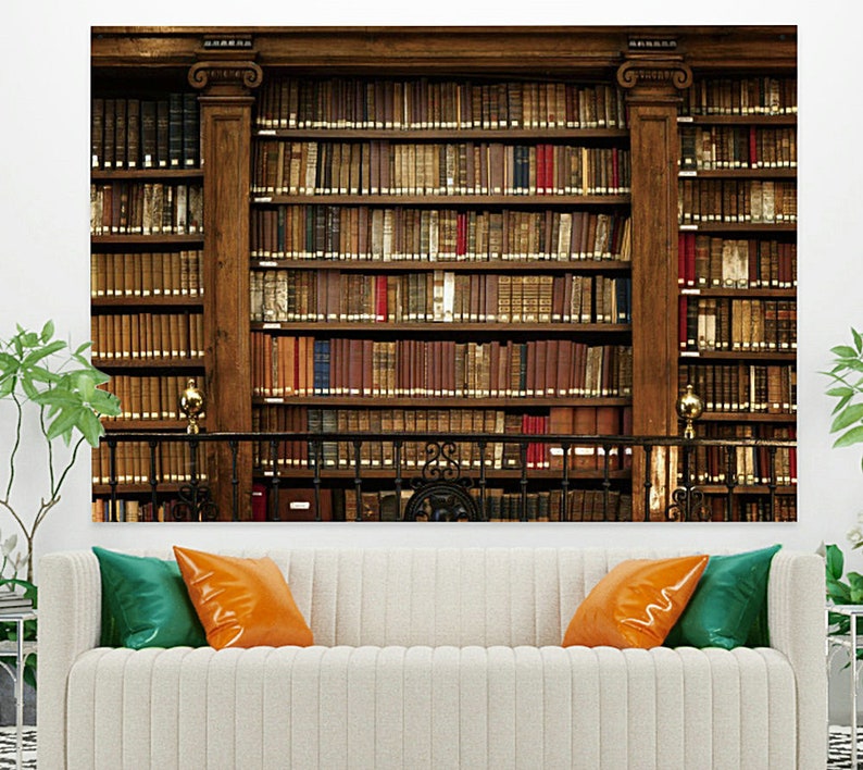 Vintage Library Wall Tapestry Book Tapestry for Living Room, Library ...