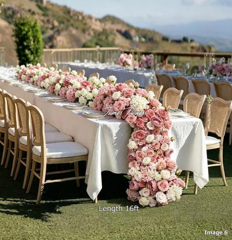 Artificial Wedding Flower Runner, Table Centerpiece, White Ivory Rose ...