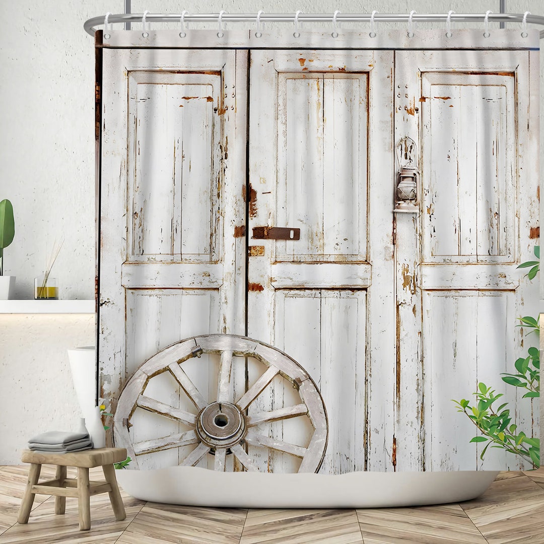 Farmhouse Shower Curtain, Rustic Shower Curtain,country Barn Door ...