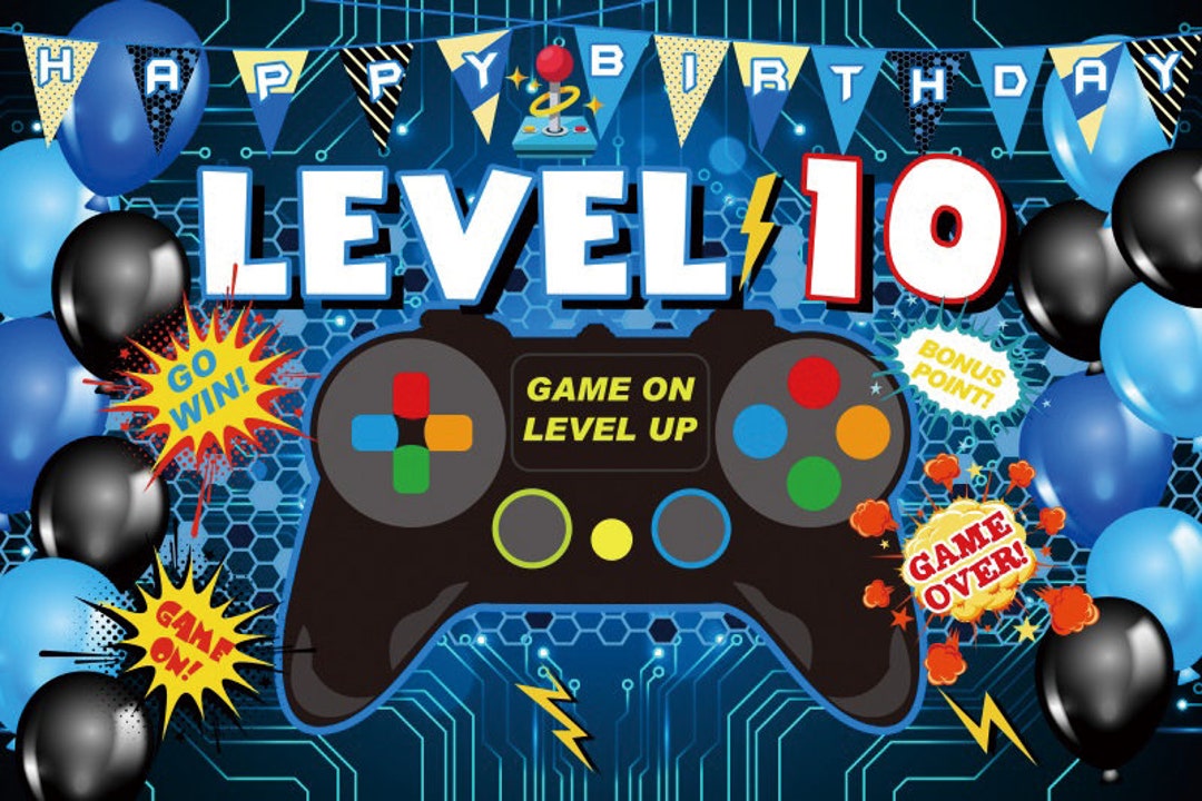 Game Level 10 Happy Birthday Backdrop Game on Birthday Party - Etsy
