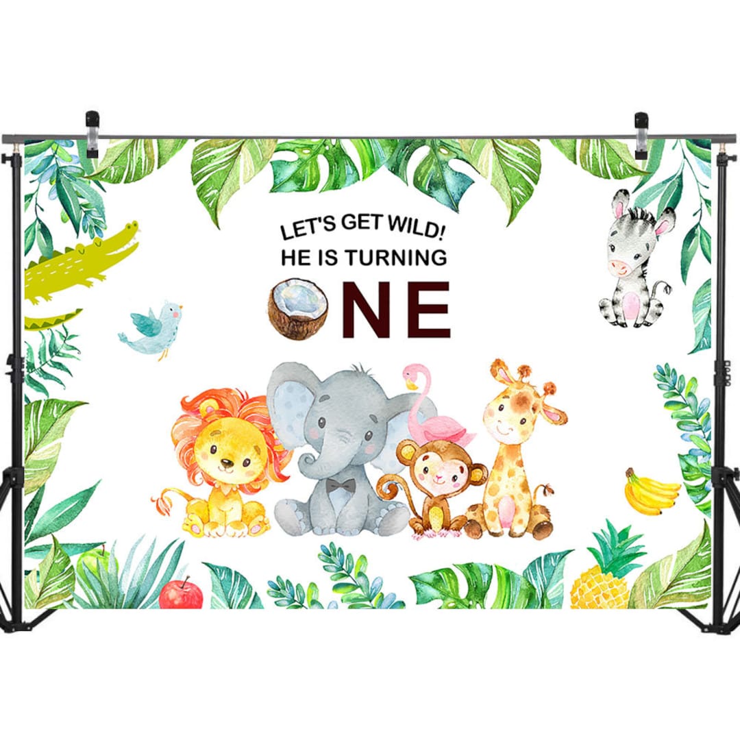 HUNTER Backdrop Banner Wild One Backdrop Jungle Safari Animals - Etsy