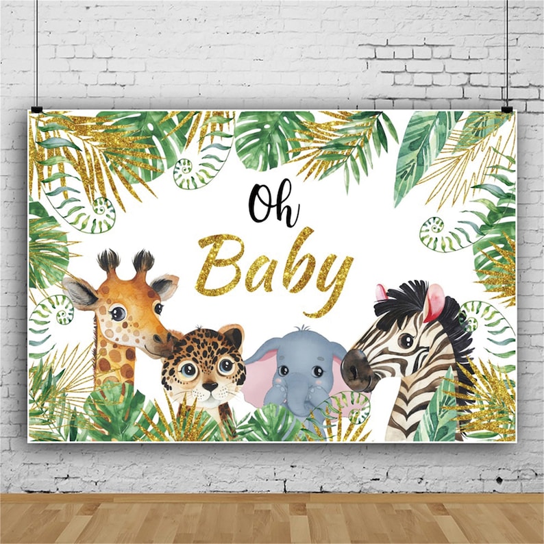 Tropical Leaves Jungle Safari Animals Backdrophunter Wild One | Etsy