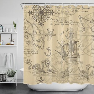 Map Shower Curtain Map of the World With Detailed Major Cities Shower ...