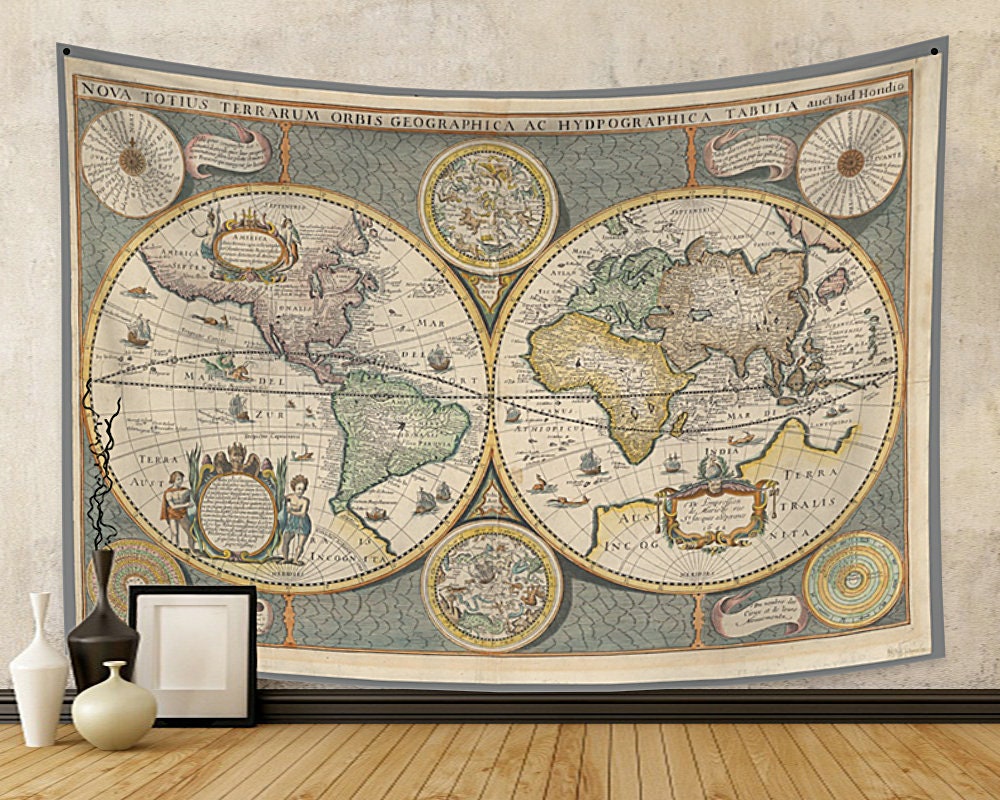 Antique map of Europe Tapestry Word Map Tapestry Artwork Wall | Etsy