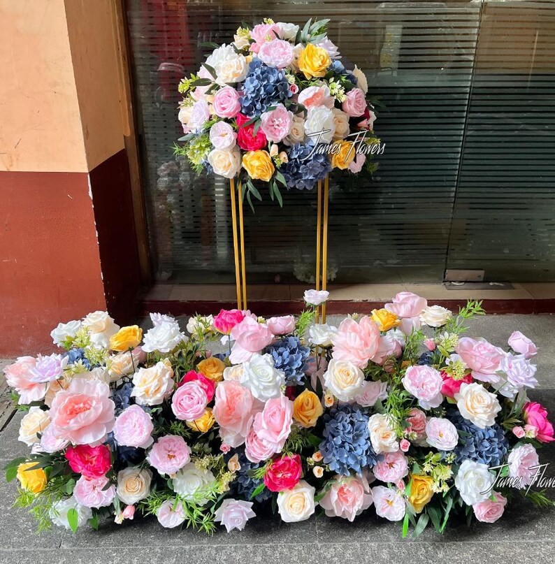 Multi-color Artificial Flower Arrangements, Wedding Aisle Floral Decor ...
