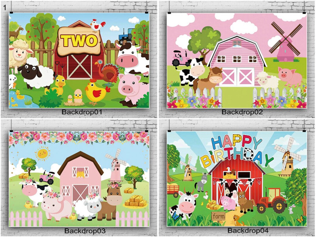 Barn Yard Farm Birthday Backdrop Banner Farm Barnyard Birthday - Etsy