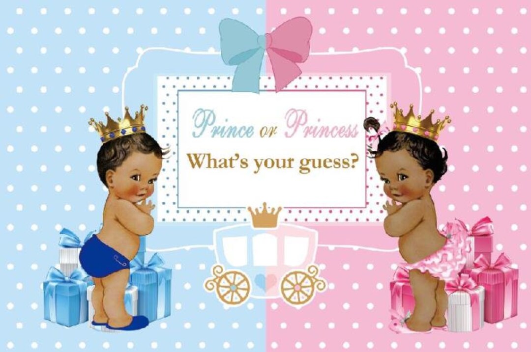 Prince or Princess, What is Your Guess Gender Reveal Backdrop Pink Blue ...