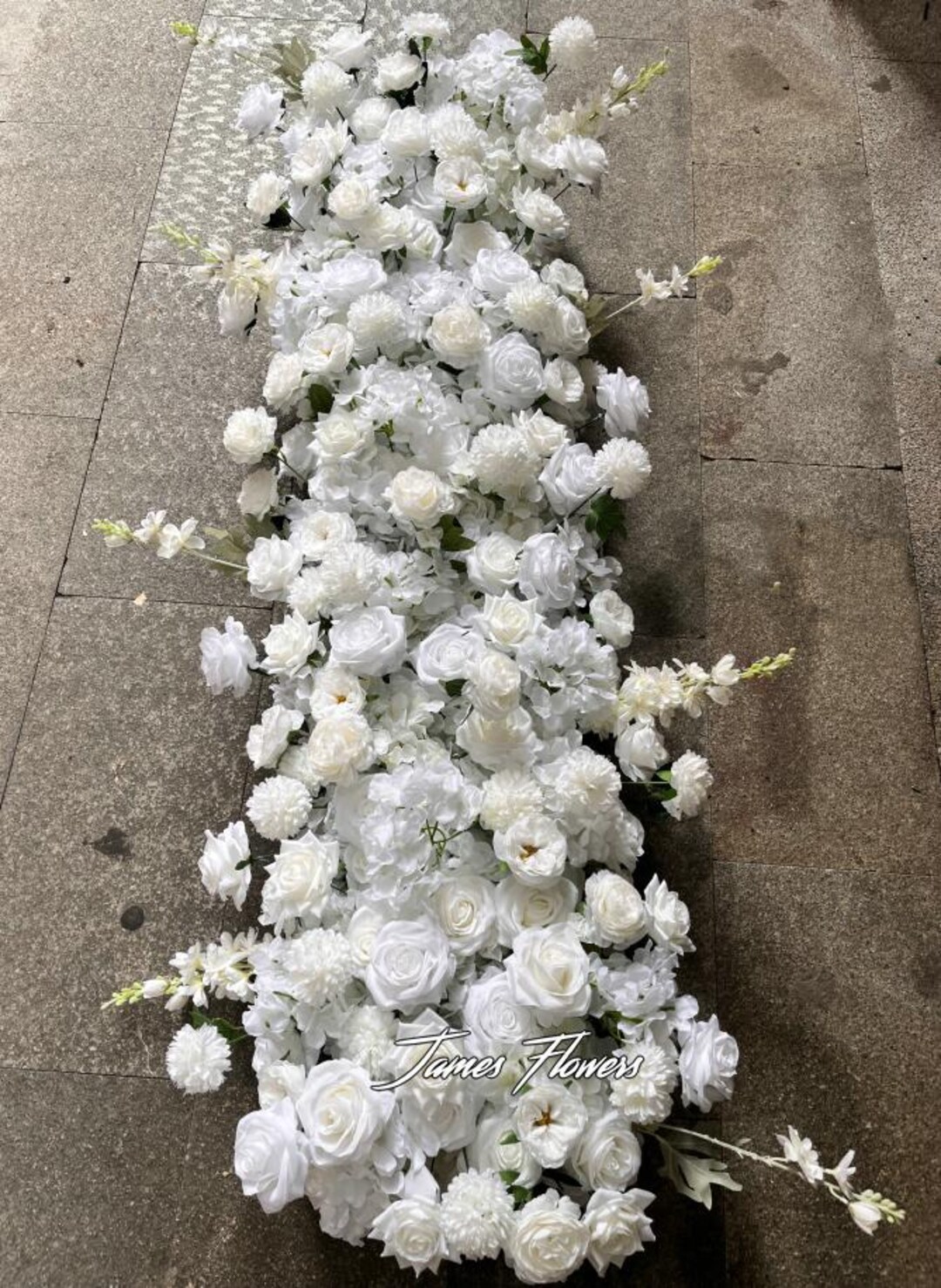 Snow White Wedding Ceremony Flower Row Runner Bridal Shower Flower ...