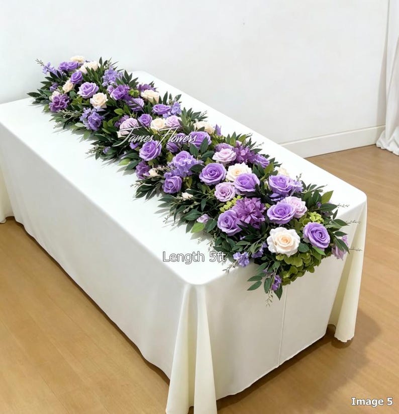 Artificial Wedding Flower Runner, Table Centerpiece, White Ivory Rose ...
