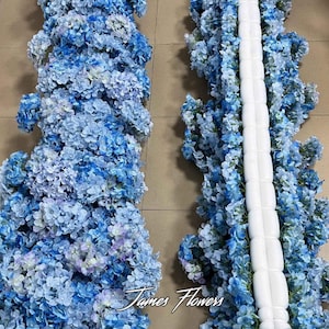 White & Light Blue Hydrangea Garland: Wedding Table Flower Runner - Etsy