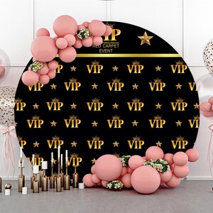Black VIP Round Backdrop Birthday Photo Background Birthday - Etsy
