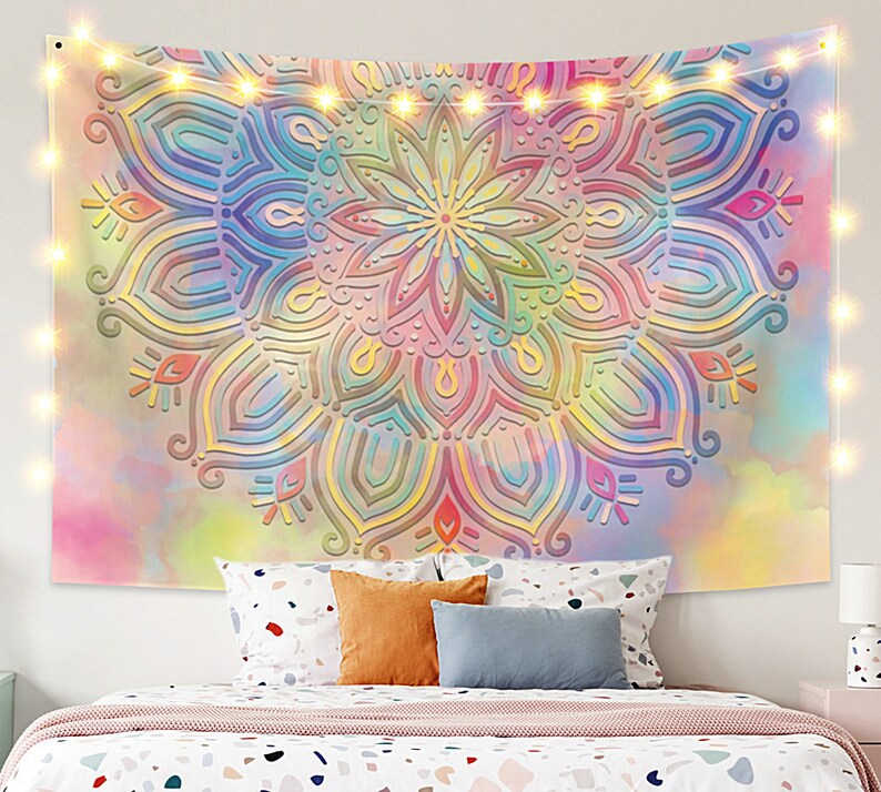 Pink Mandala Tapestry Bohemian Tapestries Hippie Tapestry - Etsy