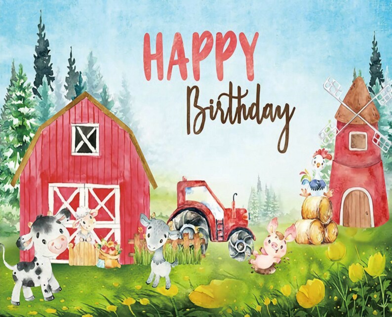 Pink Barn Yard Farm Personalized Printed Birthday Backdrop - Etsy