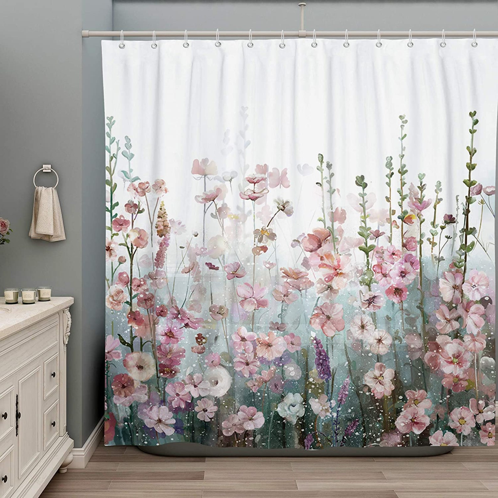 Wildflower Botanical Shower Curtain Floral Plant Leaves Flower Etsy