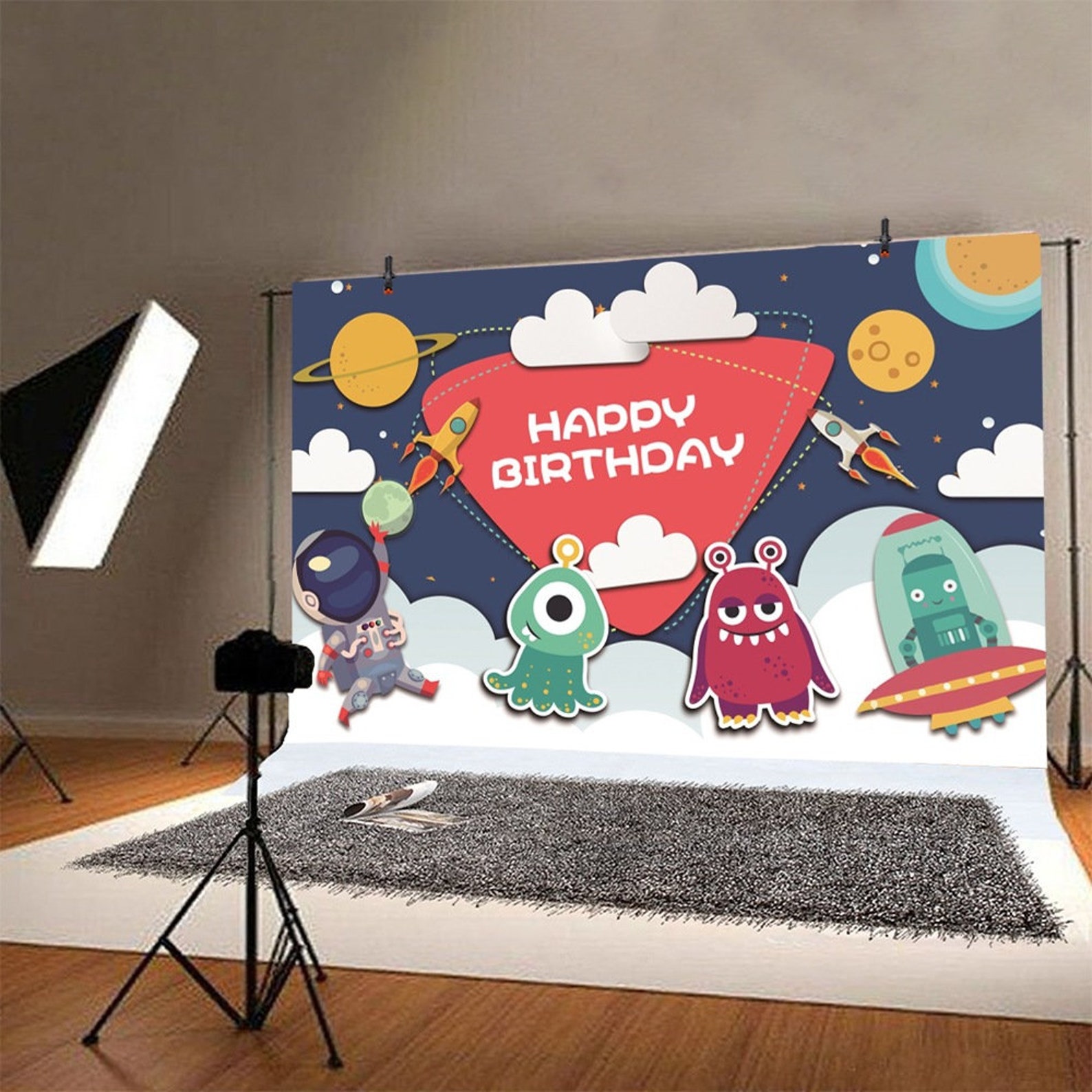 Outer Space Rocket Astronaut Backdrop for Baby Boy Kids | Etsy