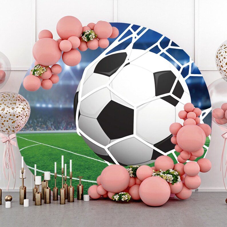 Soccer Round Backdrop Football Stadium Green Grass Field - Etsy