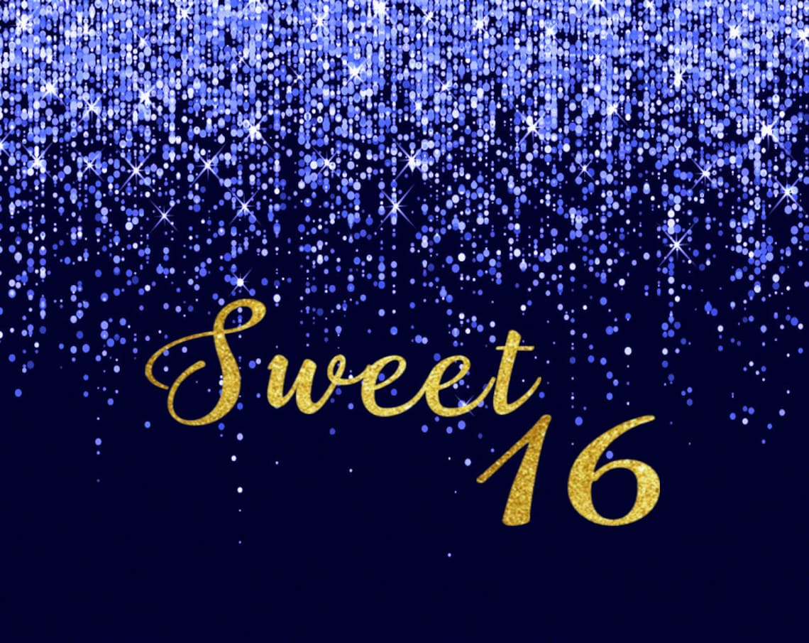 Sweet 16 Denim Blue Bokeh Glitter Backdrop for 16th Princess | Etsy