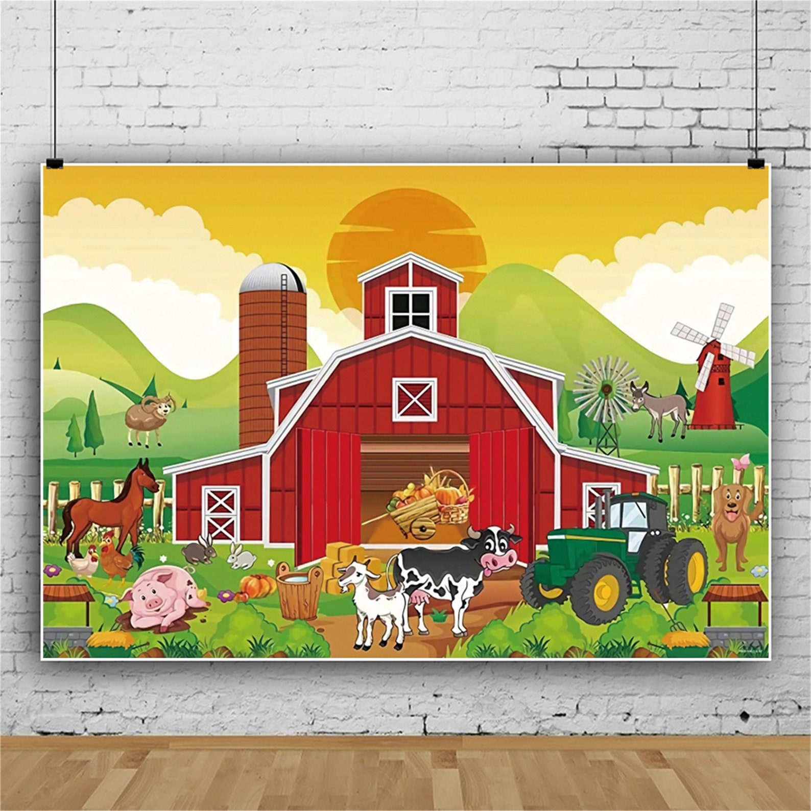 Barn Yard Farm Birthday Backdrop Banner Farm Barnyard Birthday - Etsy