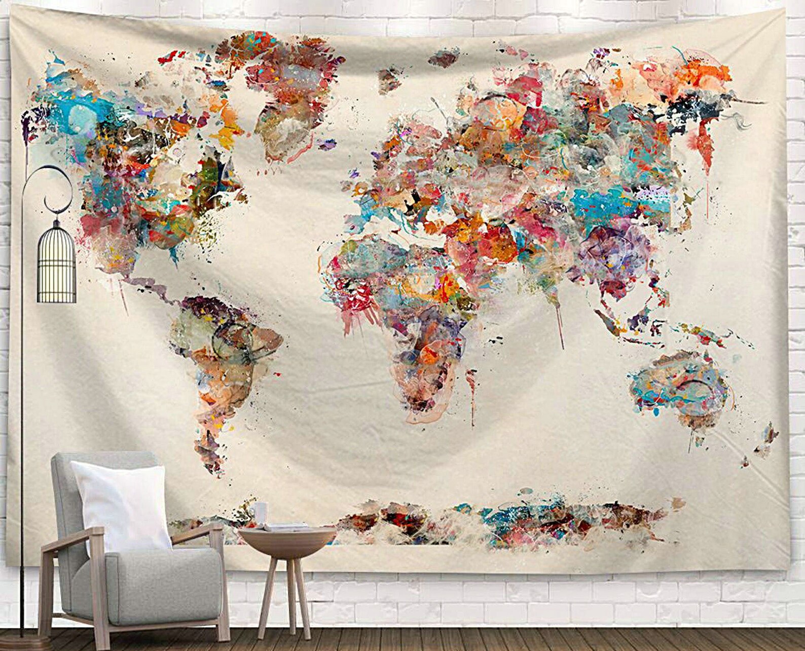 Oil Painting World Map Tapestry Map Tapestry Artwork Wall - Etsy