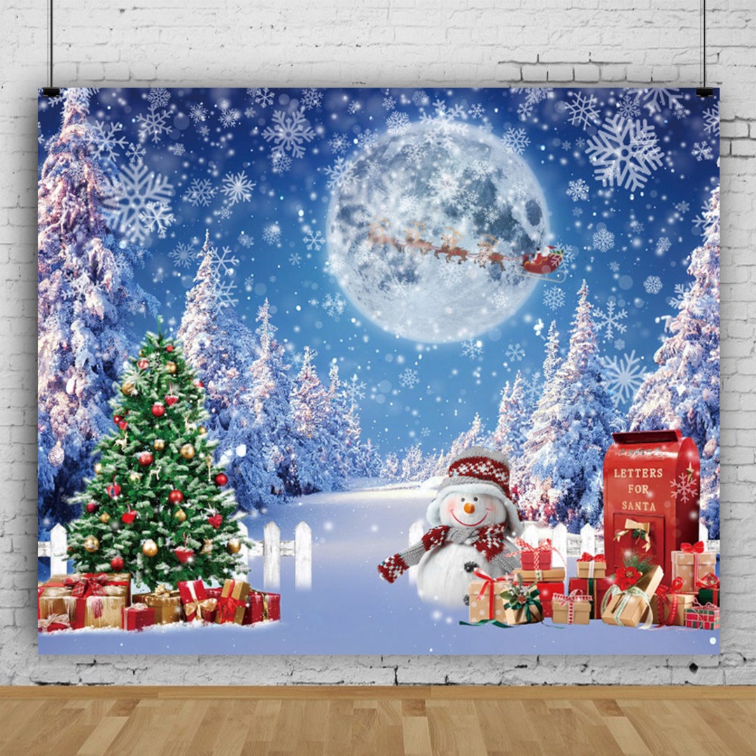 Christmas Tree Backdrops for Photography Snowflake Background Rustic ...