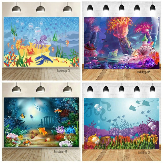 Ocean Backdrop Little Fish Under the Sea Background for Ocean - Etsy