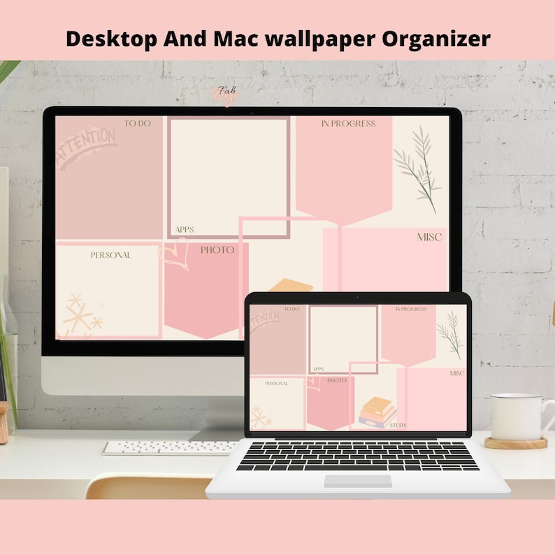 Productivity Pink Desktop Organizer Wallpaper | Student Wallpaper ...