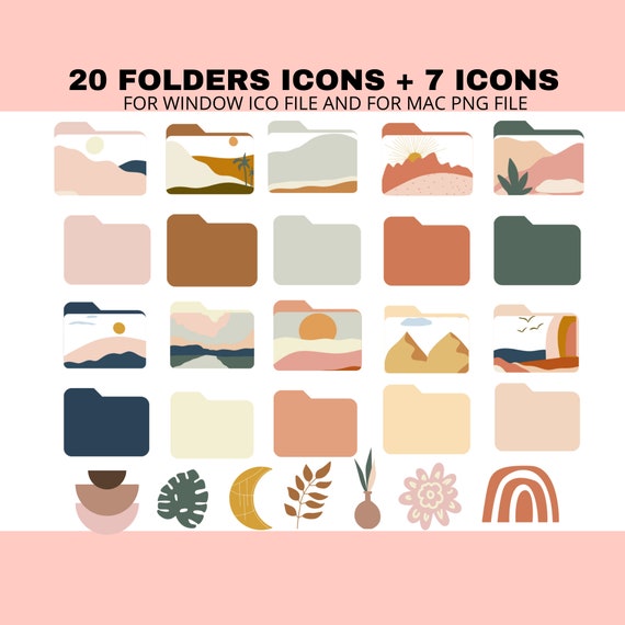 27 Desktop Mac Boho Folder Icons Mac Windows Folders Icons - Etsy Canada