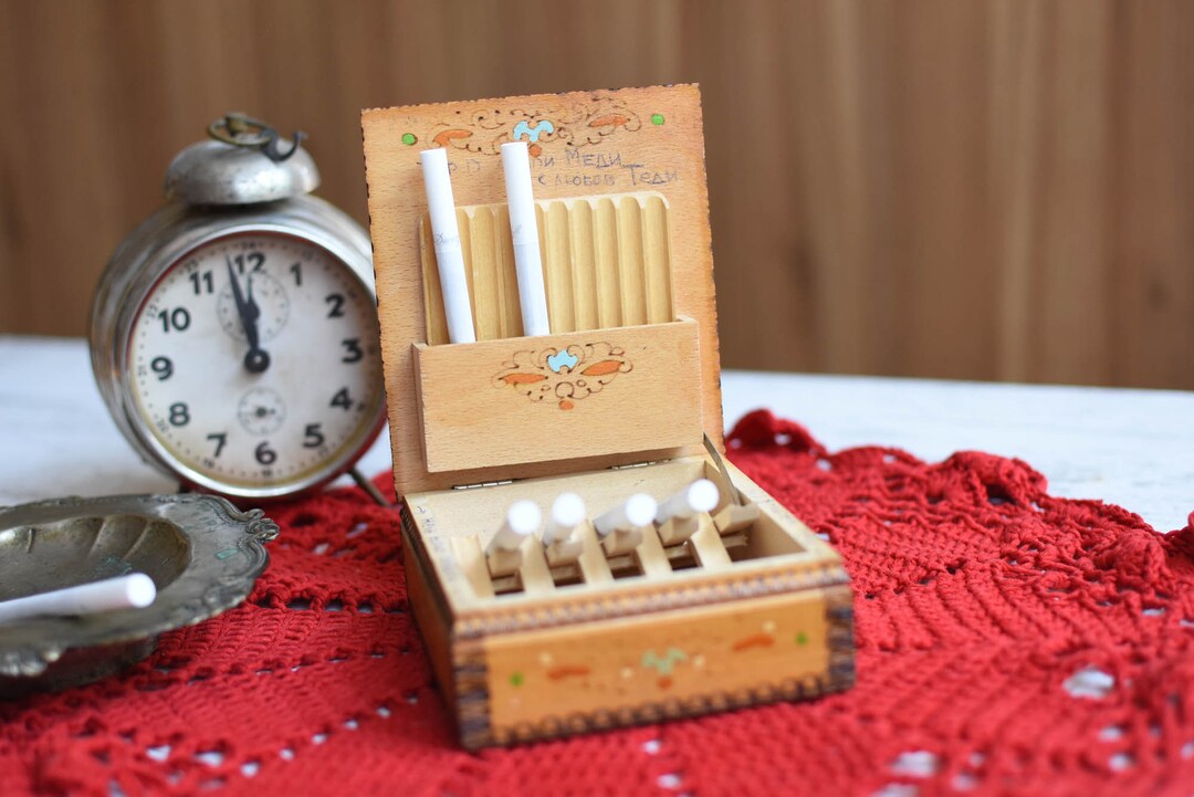 Vintage Wooden Cigarette Box// Handmade Wooden Box//cigarette Case Box ...