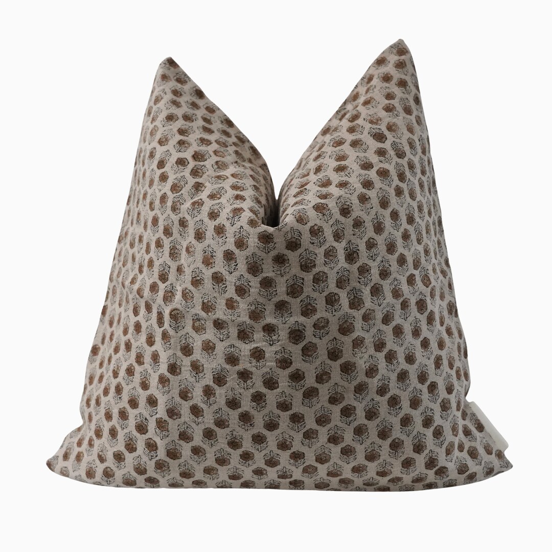 Small Floral Linen Print Pillow Cover, Neutral Pillow Covers, Designer ...