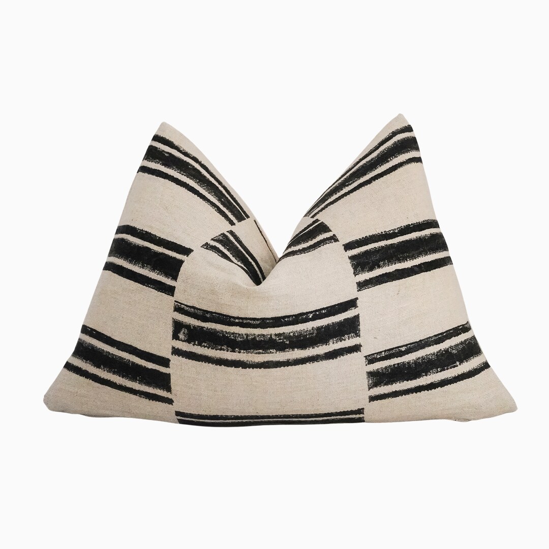 Lumbar Black Linen Pillow Cover, Black Decorative Pillow Covers ...