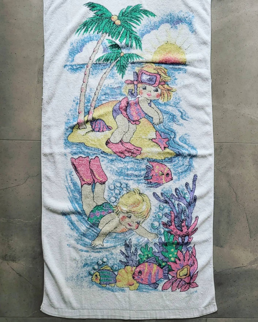1970s Vintage Kids Beach Bath Towel - Etsy