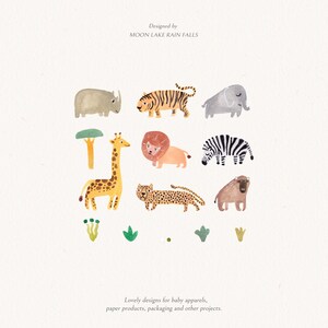 Watercolor SAFARI Animals Clipart, Cute Jungle Animals, Lion, Tiger ...