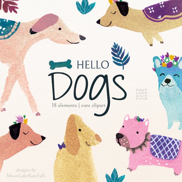 Watercolor of Dogs - Etsy