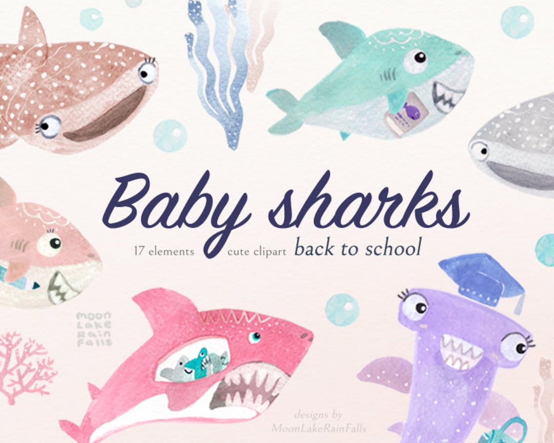 Baby Shark Clipart Back to School Baby Shark Clip Art Cute - Etsy Singapore