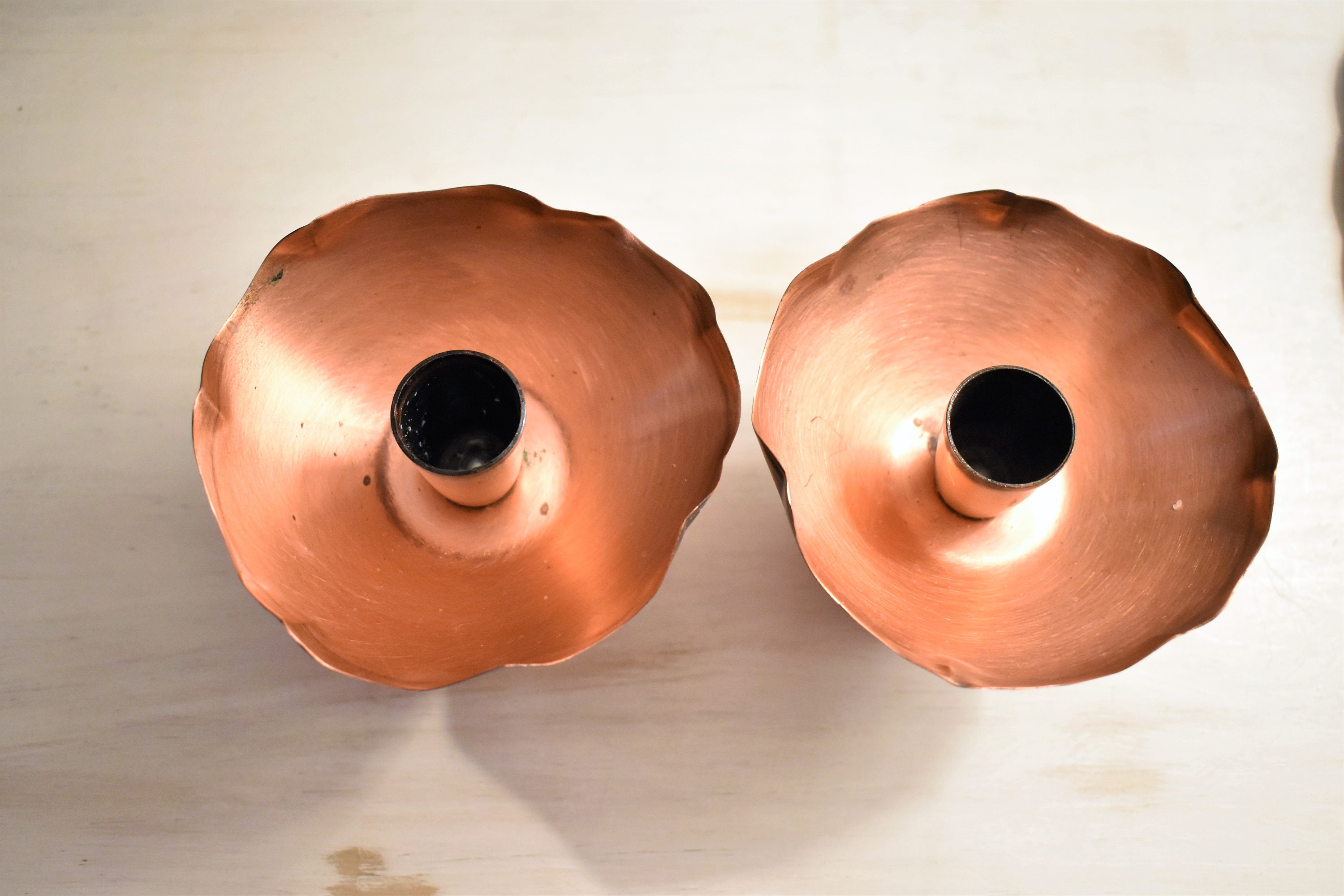Retro Flare Stunning Pair of Retro Solid Copper Candlestick Holders by ...