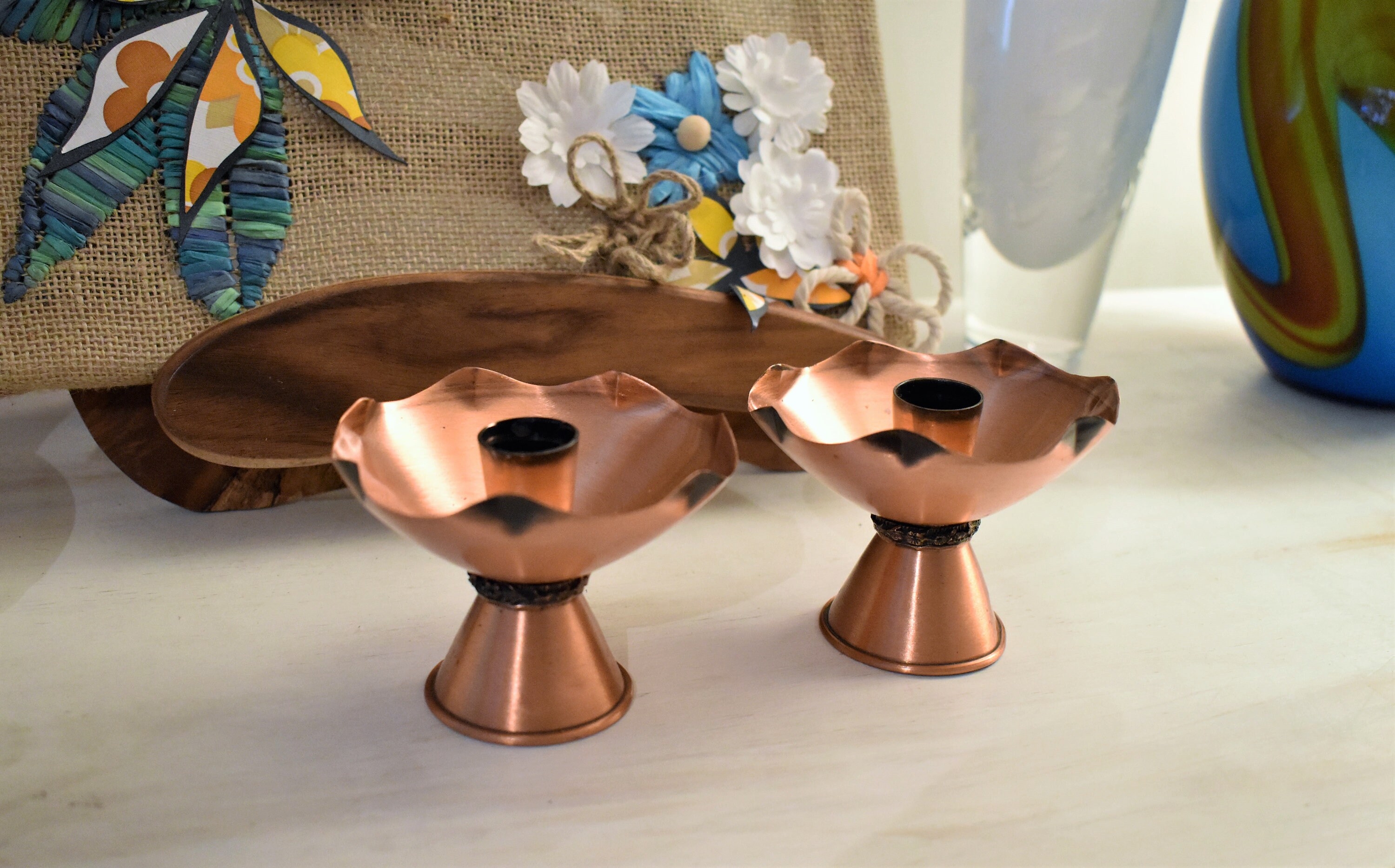 Retro Flare Stunning Pair of Retro Solid Copper Candlestick Holders by ...