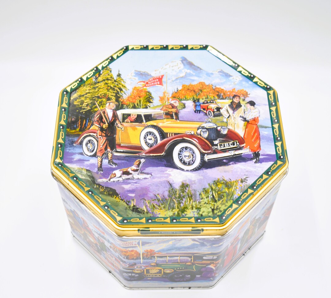 Large Octagonal Classic Cars Collectible Biscuit Tin - Etsy