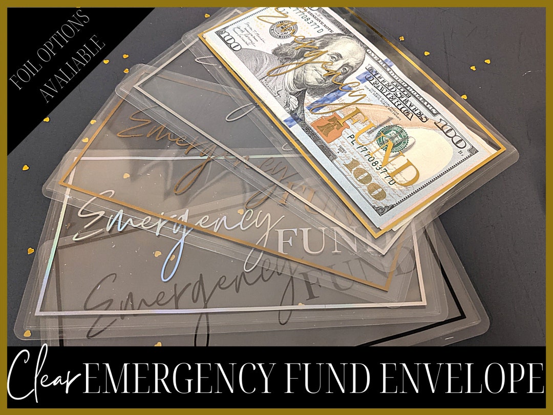 FOILED Clear Emergency Fund Cash Envelope Emergency Fund Envelope Clear ...