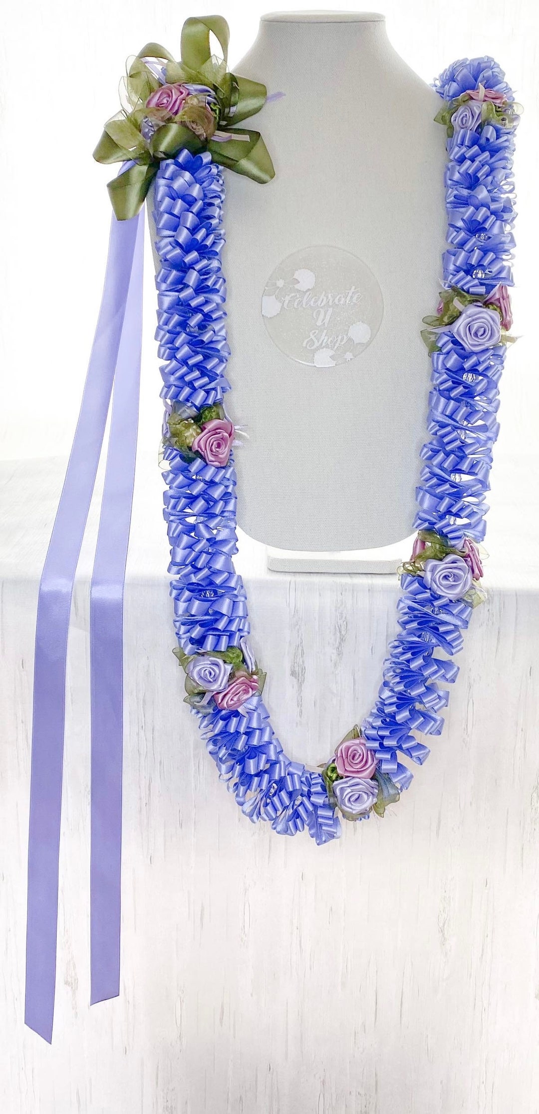 Iris Ribbon Sash Lei With Roses and Rose Buds - Etsy