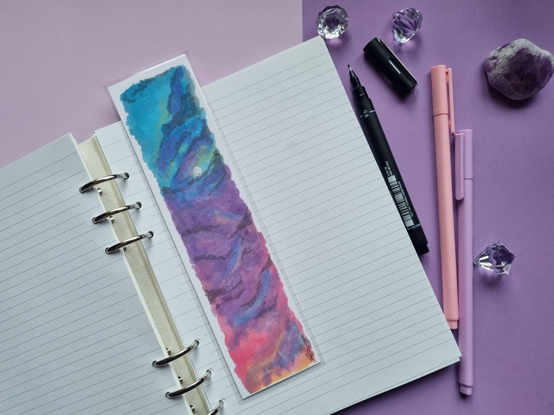 Colourful Sunset Sky Bookmark Landscape Illustration Handmade Laminated ...