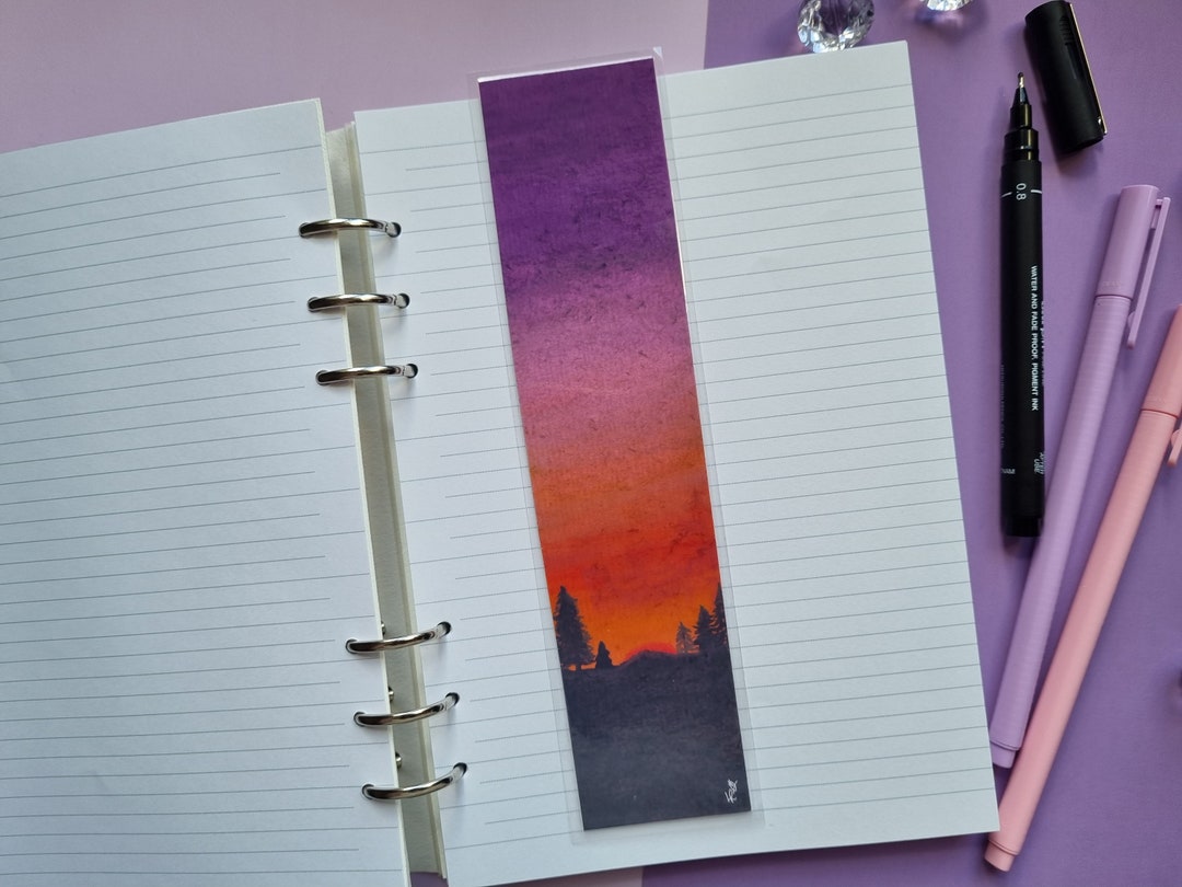 Sunset Sky Bookmark Landscape Watercolour Illustration Handmade ...
