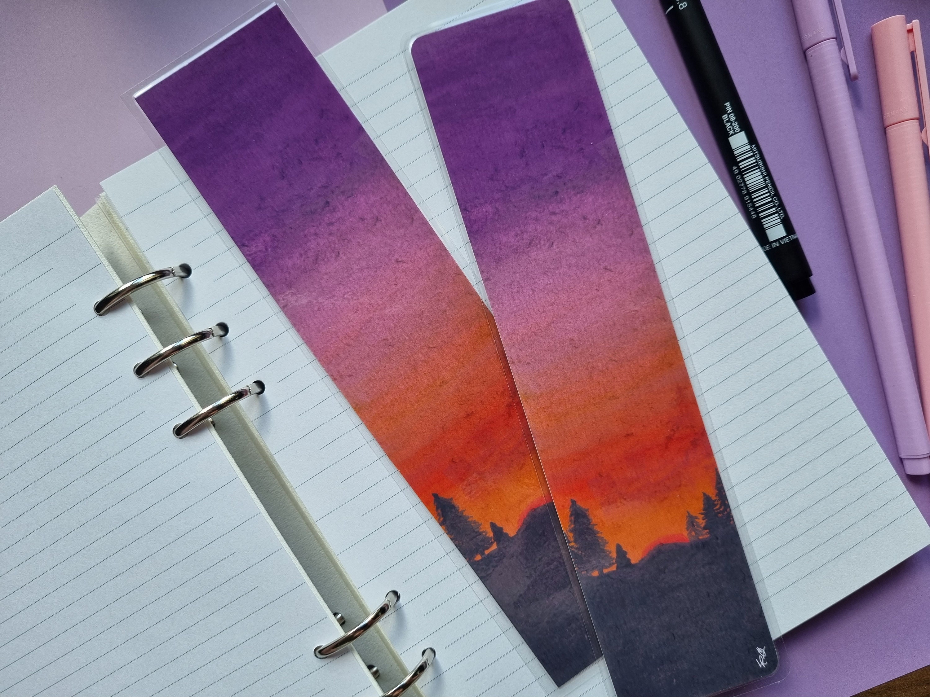 Sunset Sky Bookmark Landscape Watercolour Illustration Handmade ...