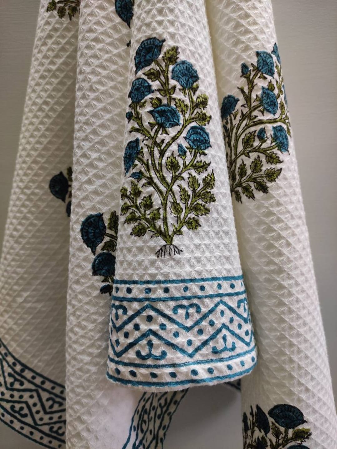 Hand Block Print Bath Towel, Set of 3 Organic Cotton Towel, Beach Towel ...