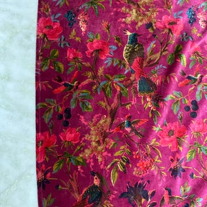 Luxury Cotton Velvet Bird Print by Yards, Velvet Fabric for Upholstery ...